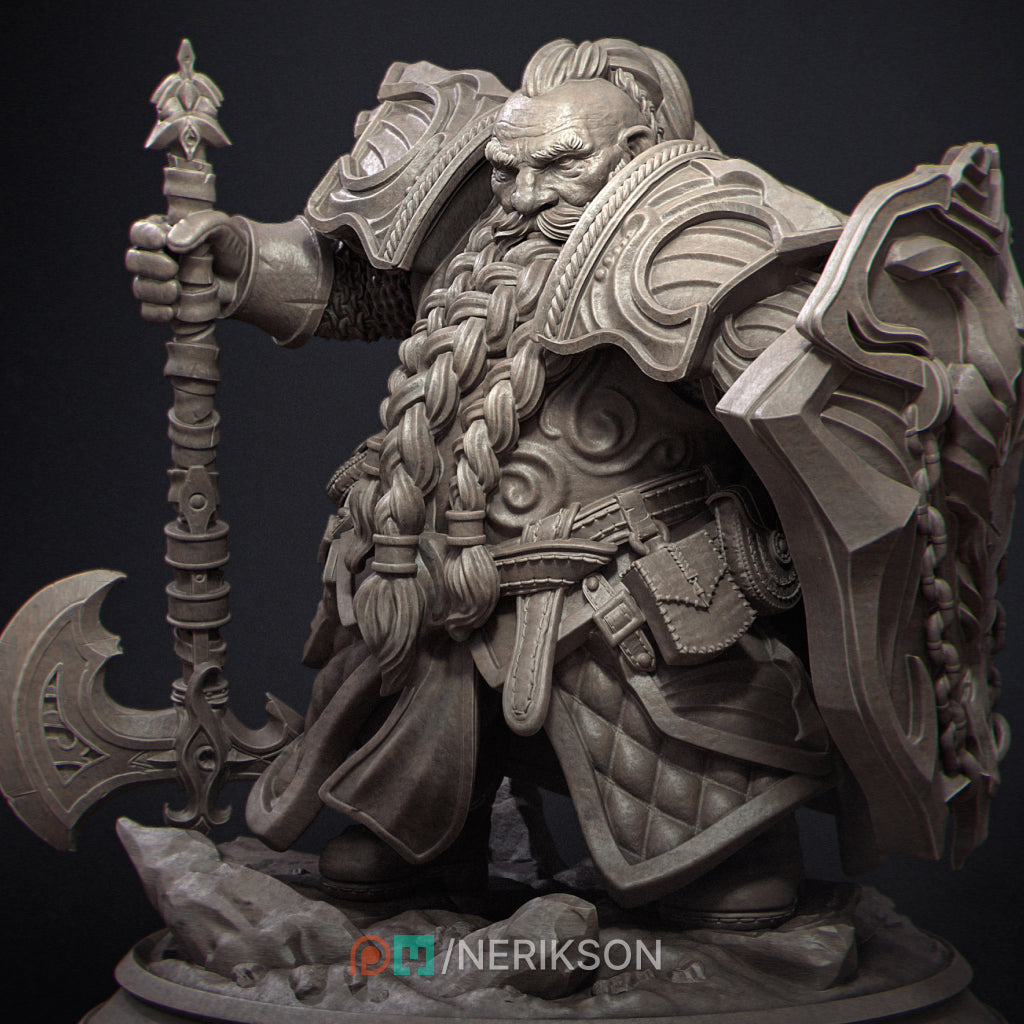 Dwarf Paladin Resin Statue | Fantasy 3D Printed Figure – Lasered Moon